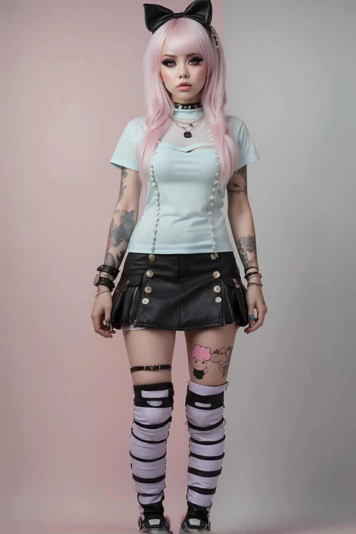 Pastel Goth Aesthetic: Soft pastels combined with goth fashion elements ...